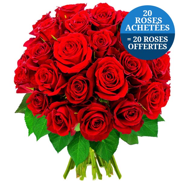 Bouquet de roses "40 ROSES ROUGES" - Livraison Express | Florajet