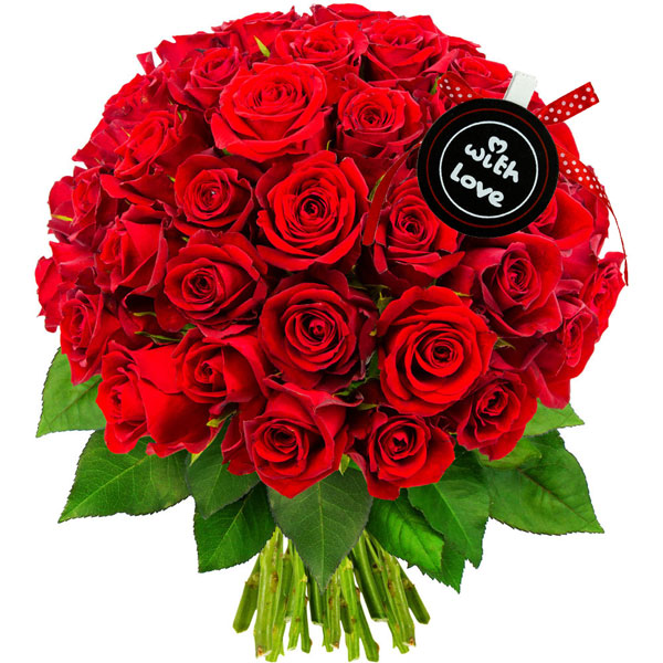 Bouquet de roses "50 ROSES ROUGES + PINCE LOVE" - Livraison Express ...