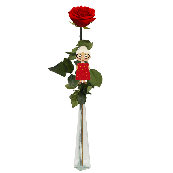 Bouquet de roses "ROSE ROUGE ETERNELLE + SOLIFLOR + 1 PIC MAMIE ...