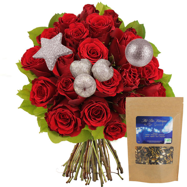Cadeaux Bien-Etre "20 ROSES ROUGES + PICS NOEL + THE" - Livraison ...