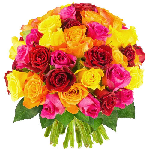Bouquet de roses "50 ROSES MULTICOLORES" - Livraison Express | Florajet