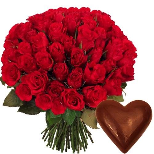Cadeaux Gourmands "30 ROSES ROUGES+COEUR + CHAMPAGNE" - Livraison en ...