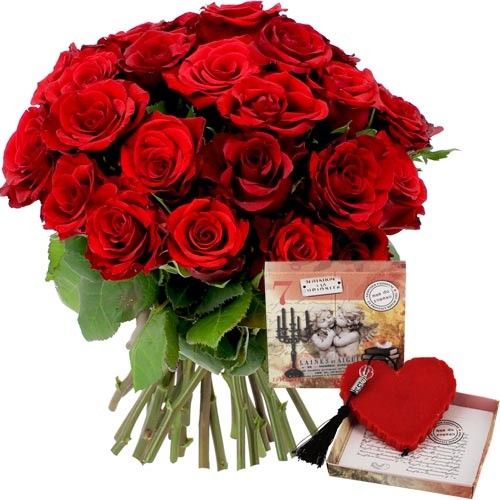 Bouquet de roses "50 ROSES ROUGES +SAVON COEUR" - Livraison Express ...