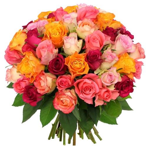 Bouquet de roses "45 ROSES MULTICOLORES" - Livraison Express | Florajet